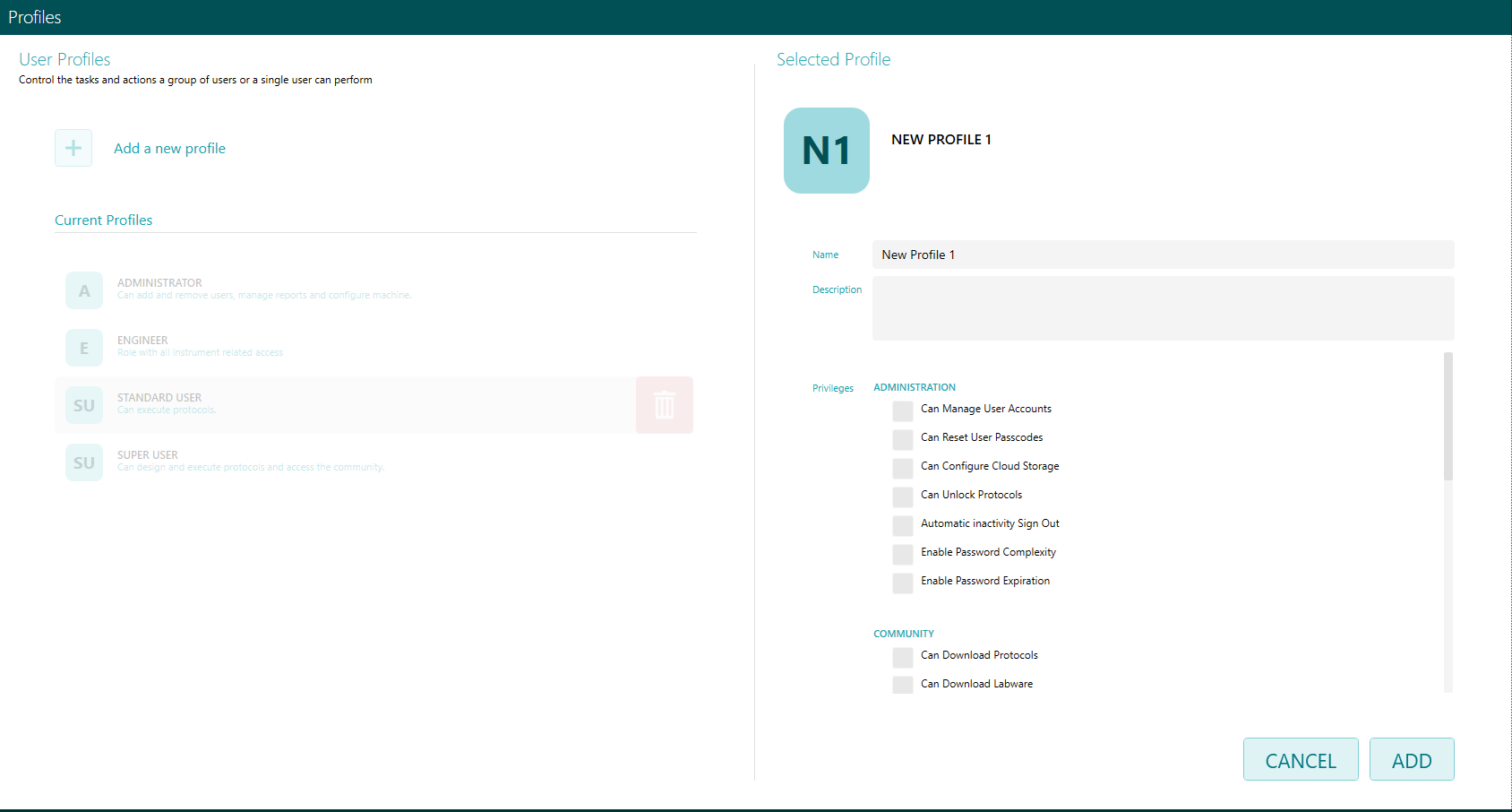 Managing user accounts - 13.2 - Creating or modifying profiles